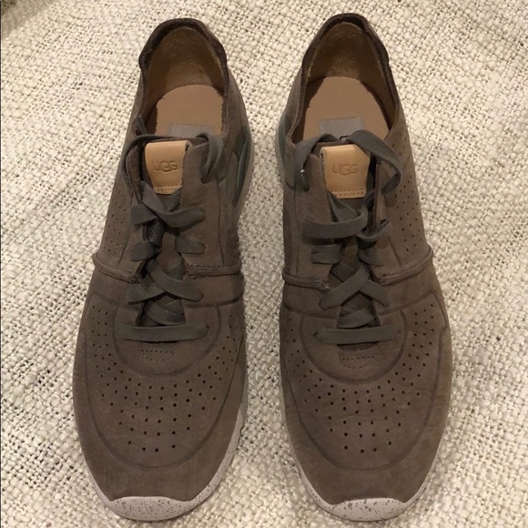 UGG | Shoes | Ugg Treadlite Brown Leather Sneakers Sz 85 | Poshmark
